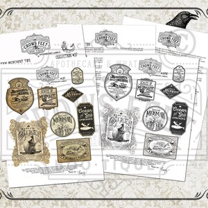 Vintage Look Mermaid Potion Labels 37 Halloween Apothecary - Etsy Canada