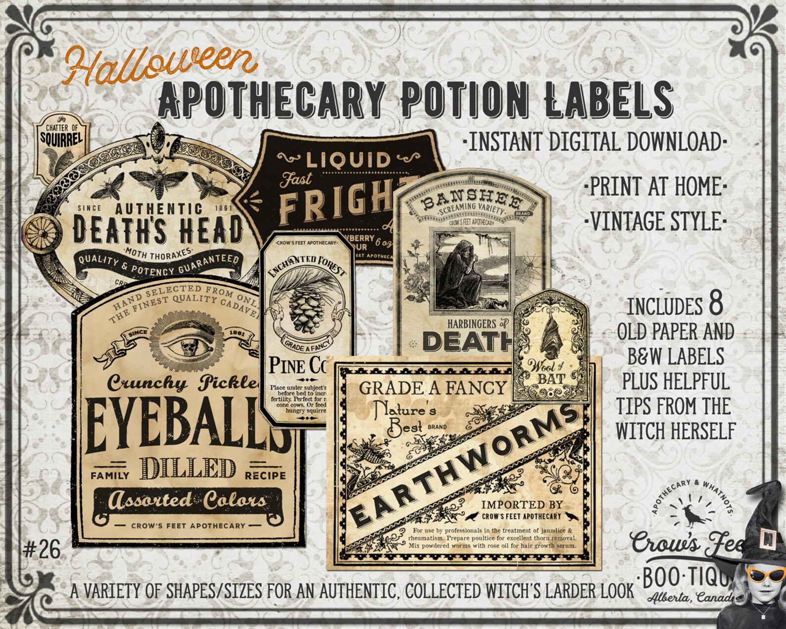 Vintage Look Potion Labels 26 Halloween Apothecary Labels | Etsy