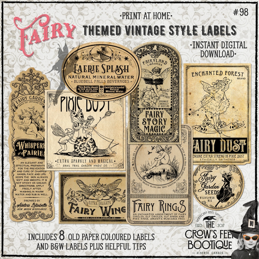 Fairy Themed Apothecary Style Potion Labels #98, Printable - Etsy
