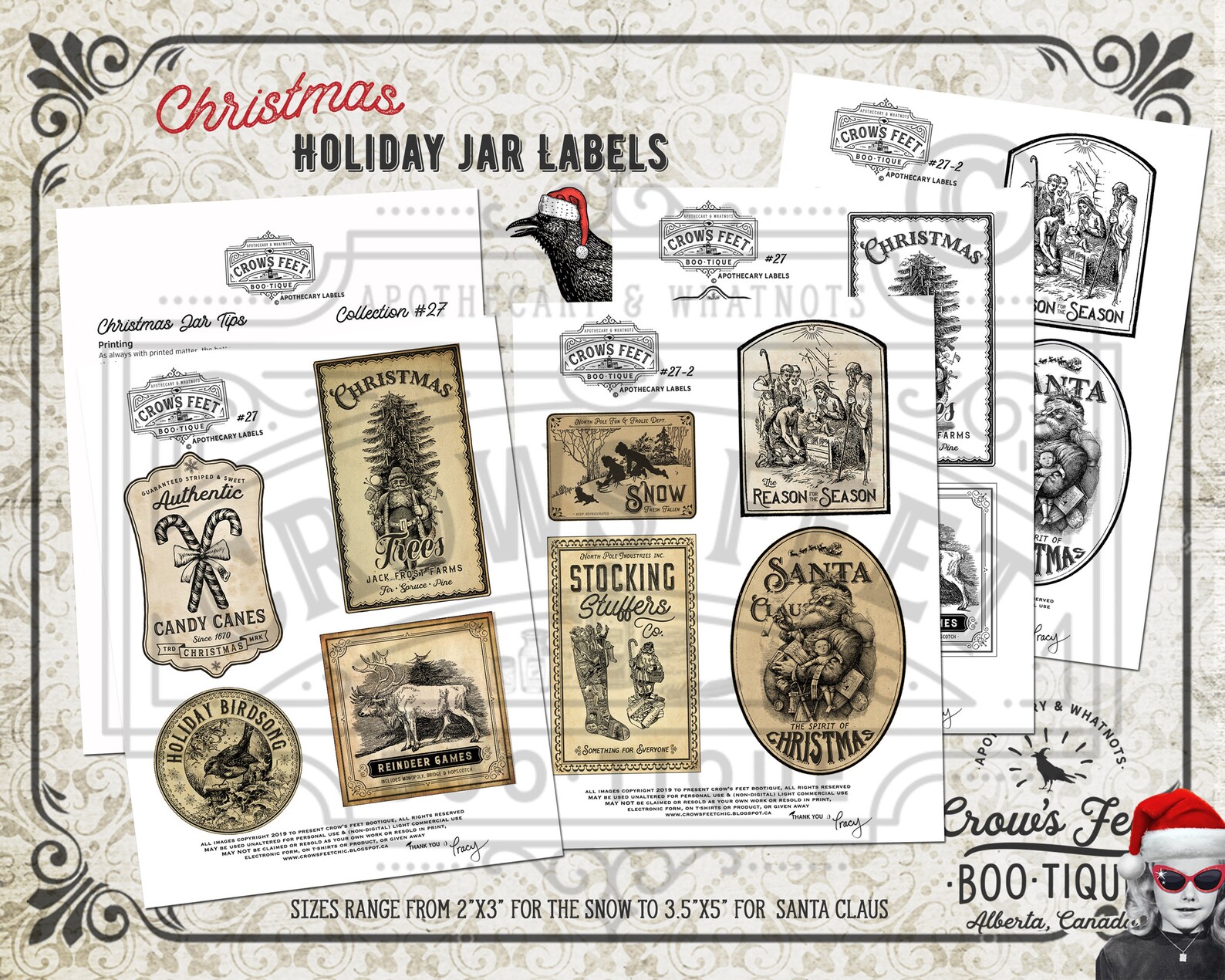 Vintage Look Christmas Jar Labels 27 Printable - Etsy