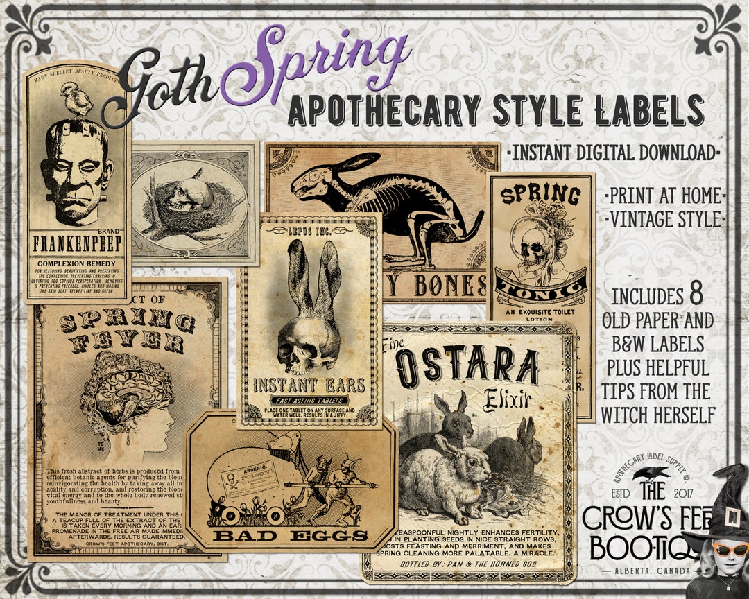 Gothic Spring Apothecary Style Labels 94 Printable - Etsy