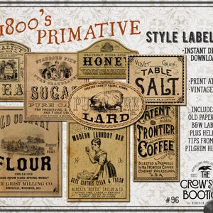 1800's Primitive Style Labels 96 Printable - Etsy