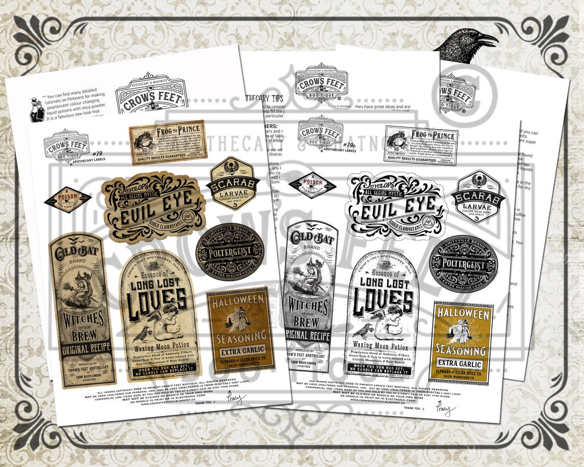 Vintage Look Potion Labels 79 Printable Potion Jar Labels - Etsy