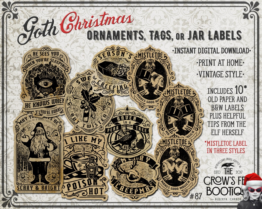 Vintage Look Gothic Christmas Labels 87 Printable - Etsy