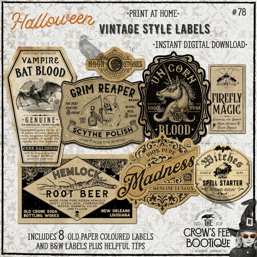 Vintage Look Potion Labels #78, Printable Potion Jar Labels - Etsy