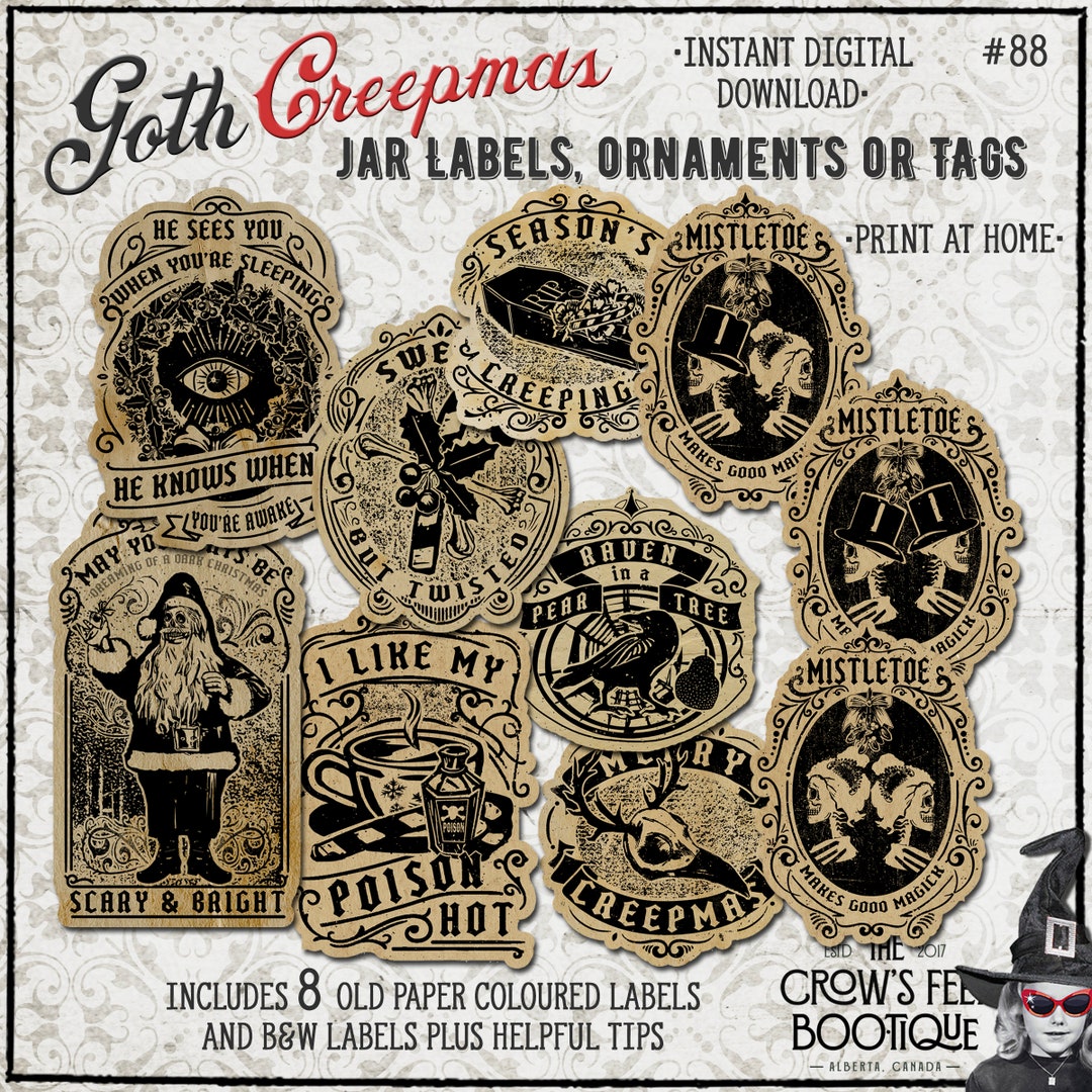Vintage Look Gothic Christmas Labels #87, Printable - Etsy