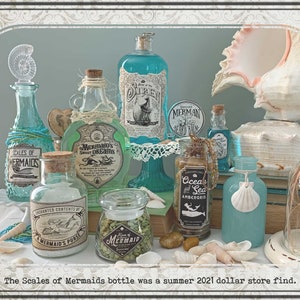 Vintage Look Mermaid Potion Labels #37, Halloween Apothecary Labels for ...