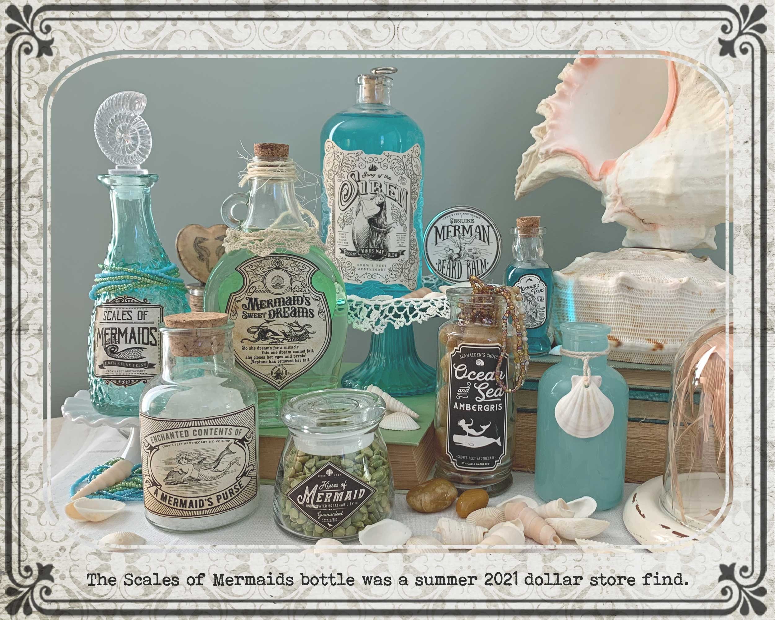 Vintage Look Mermaid Potion Labels #37, Halloween Apothecary Labels for ...