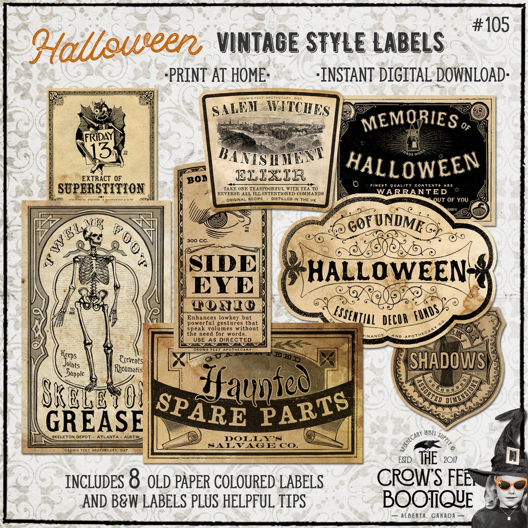 Vintage Look Halloween Bottle Labels #105, Printable - Etsy
