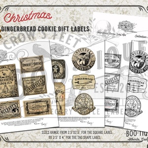 Vintage Look Gingerbread Cookie Gift Labels #57, Printable - Etsy