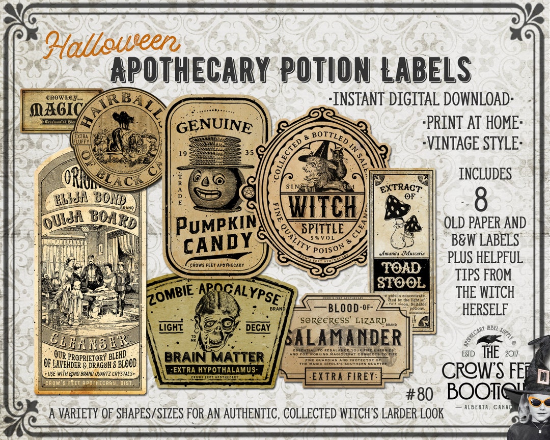 Vintage Look Potion Labels 80 Printable Potion Jar Labels - Etsy