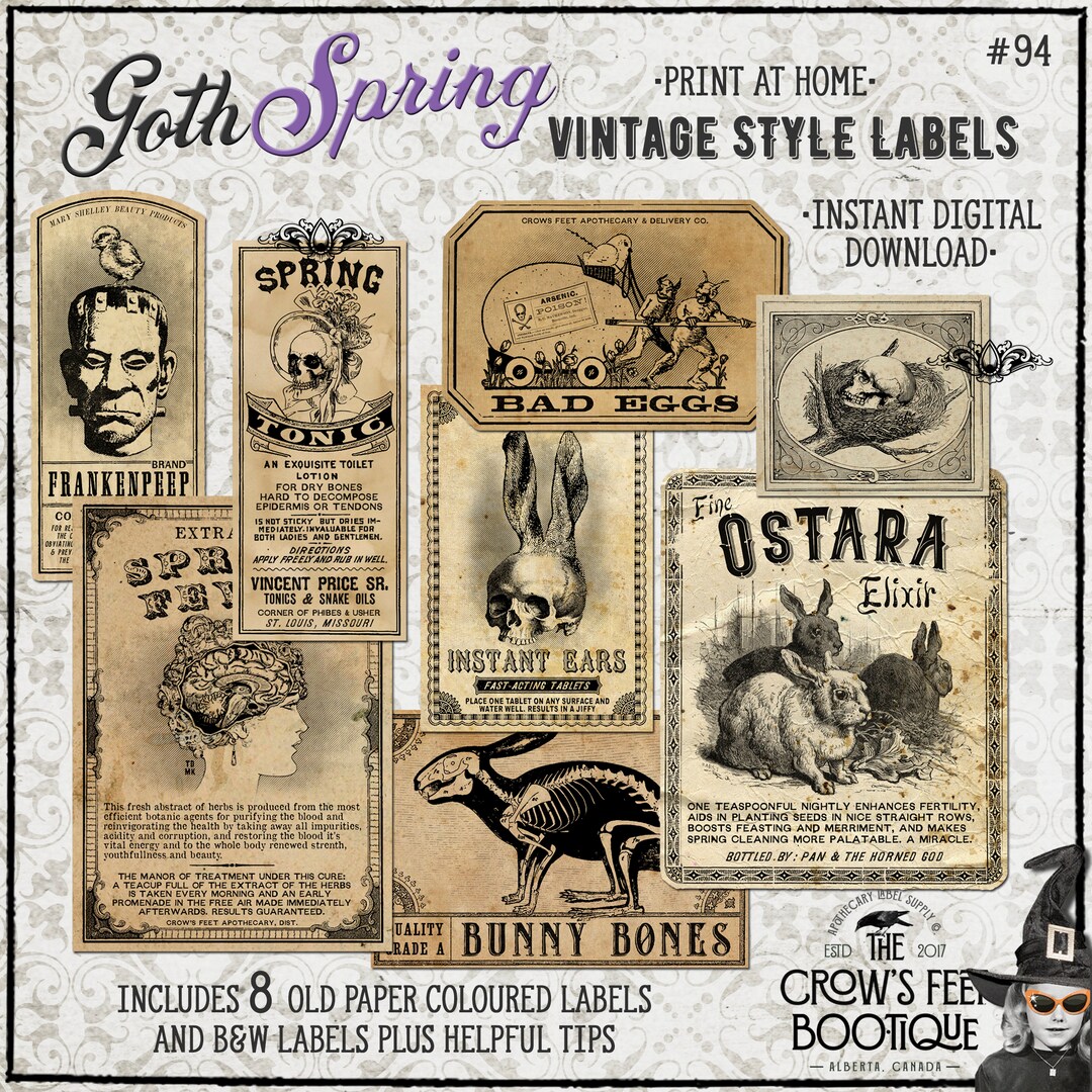 Gothic Spring Apothecary Style Labels #94, Printable - Etsy