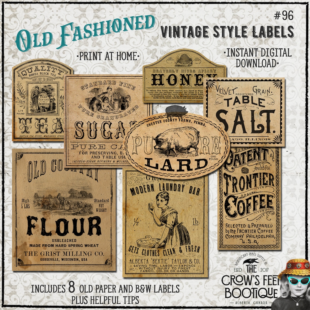 1800's Primitive Style Labels 96, Printable - Etsy