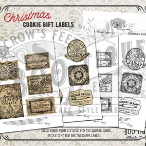 Vintage Look Holiday Cookie Gift Labels #58, Printable - Etsy