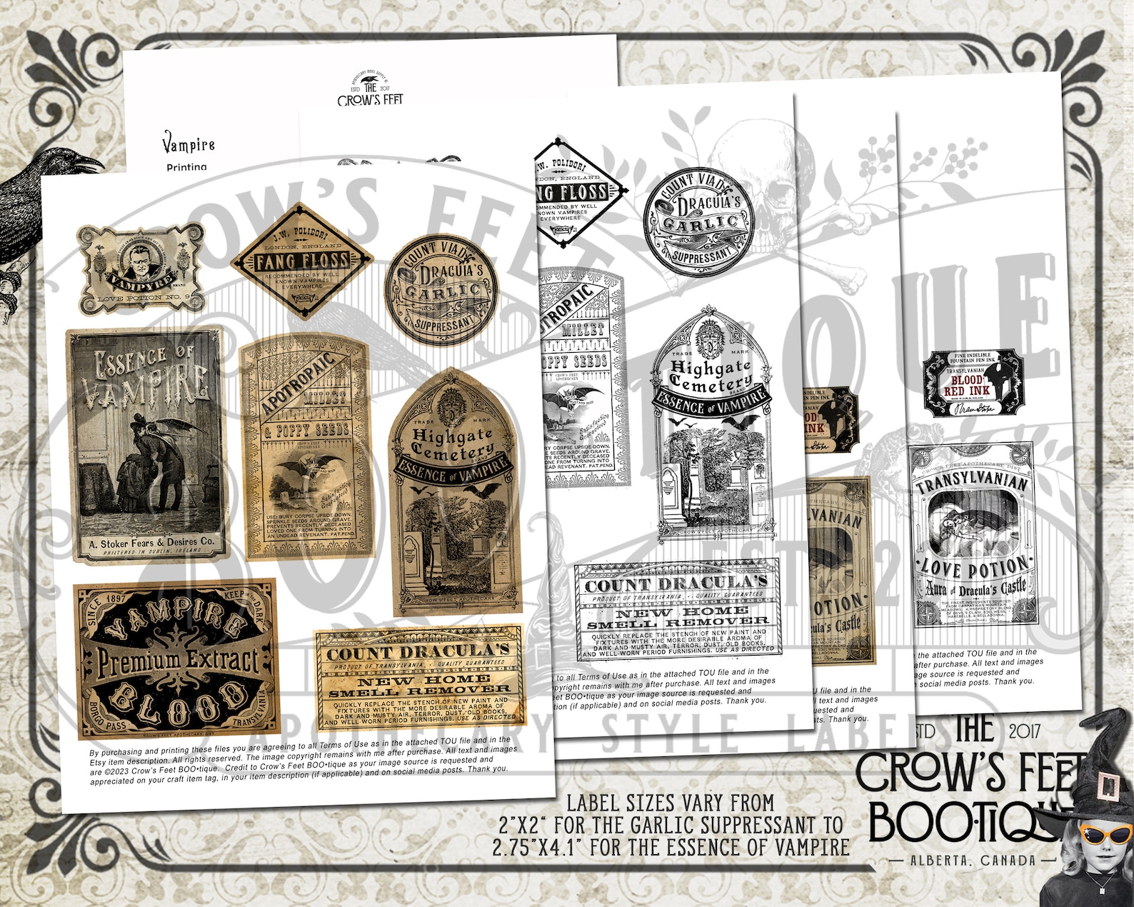 Vampire Themed Apothecary Style Potion Labels #100, Printable - Etsy