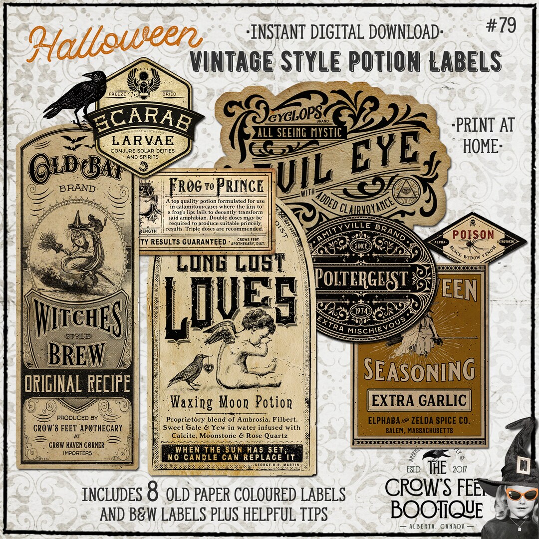 Vintage Look Potion Labels #79, Printable Potion Jar Labels - Etsy