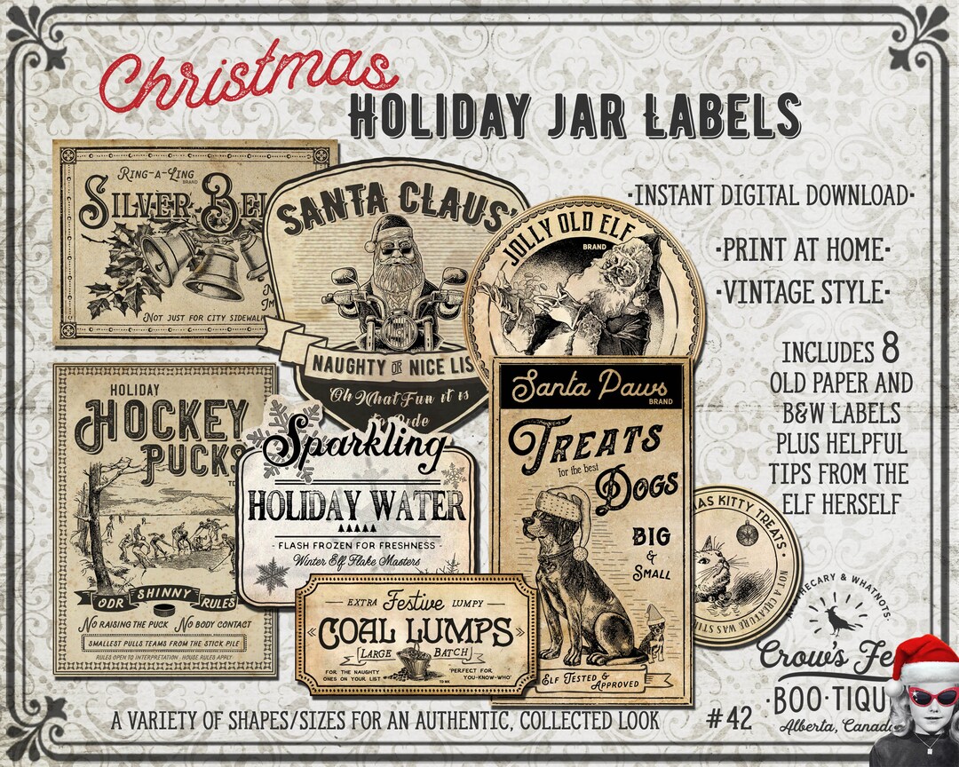Vintage Look Christmas Jar Labels 42 Printable - Etsy
