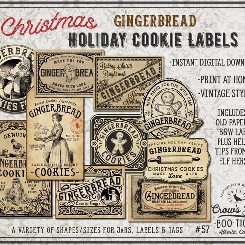 Vintage Look Gingerbread Cookie Gift Labels 57 Printable - Etsy