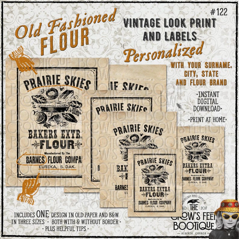 Personalized Old Style Flour Label #122, Printable - Etsy