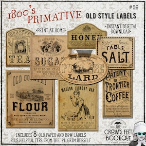1800's Primitive Style Labels 96, Printable - Etsy