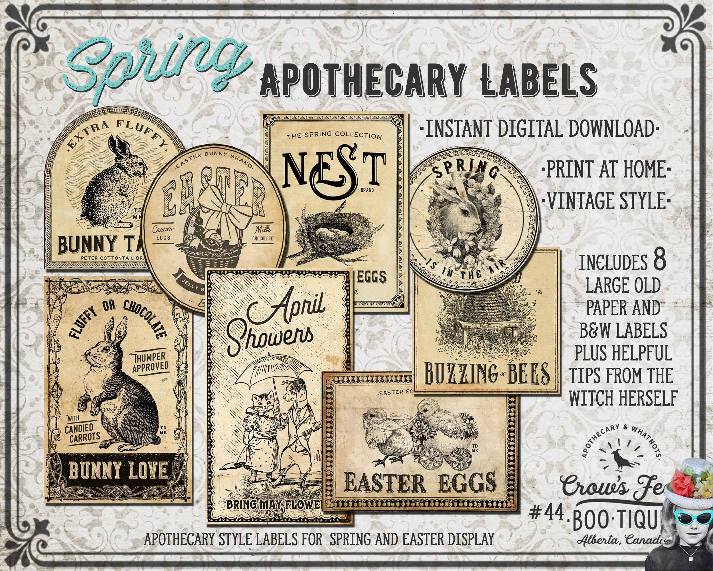 Vintage Look Spring & Easter Jar Labels 44 Printable | Etsy Canada