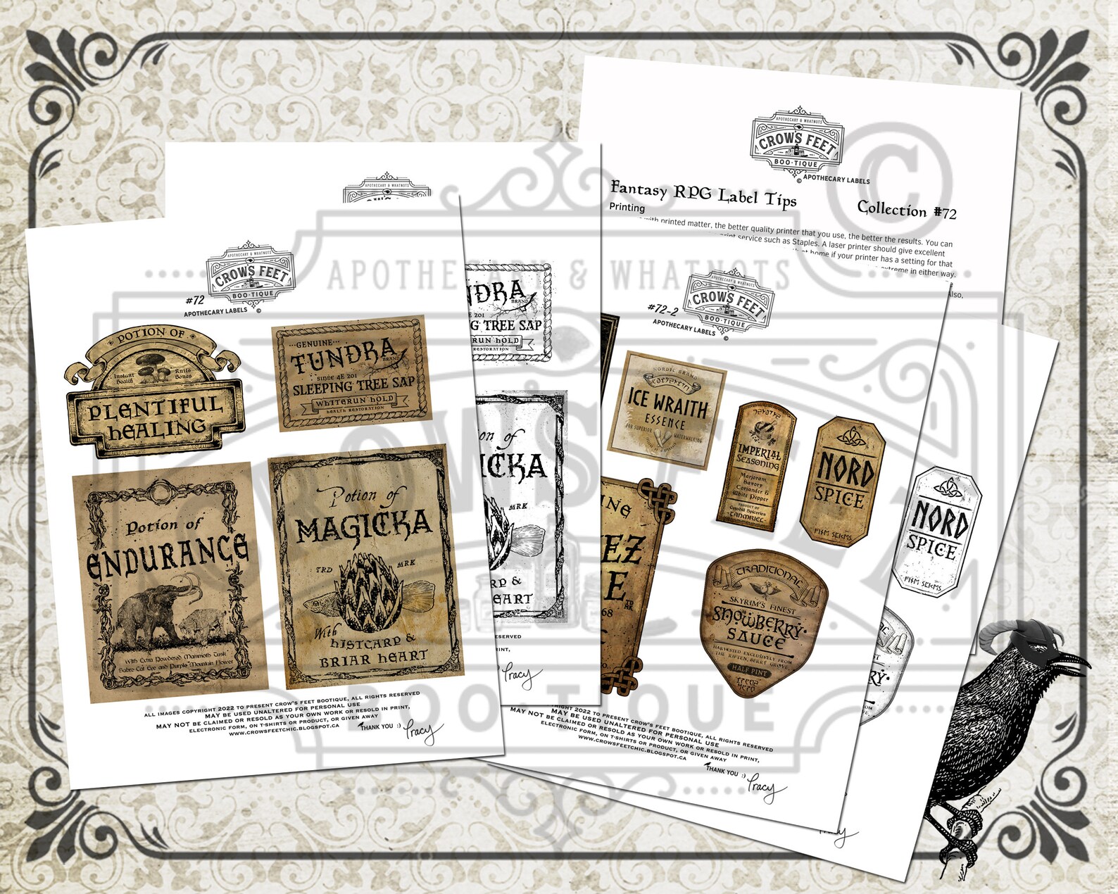 Vintage Look Potion Labels 72 Fantasy RPG Labels for Jars - Etsy