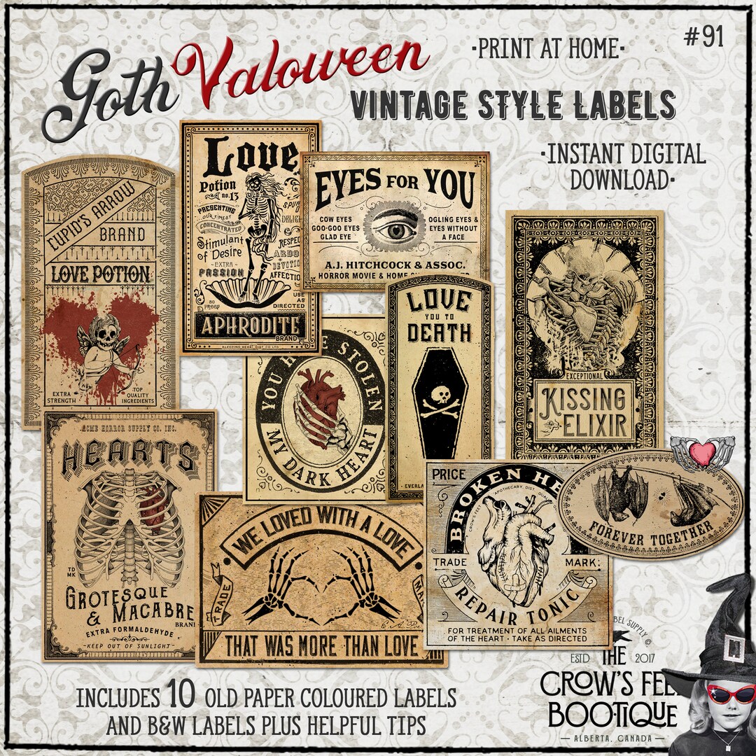 Valoween Gothic Valentine Potion Labels #91, Printable - Etsy