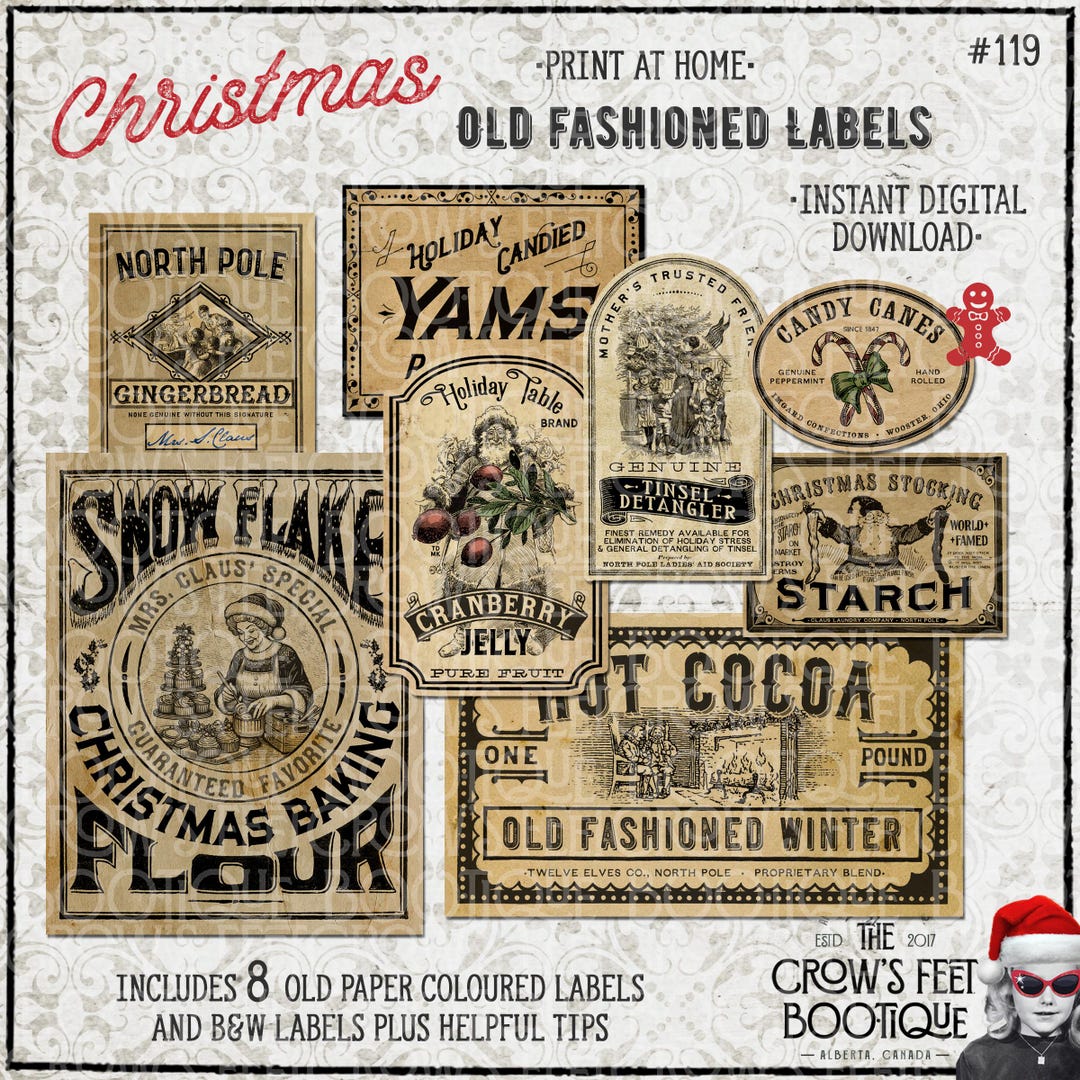 Old Fashioned Style Christmas Labels #119, Printable - Etsy