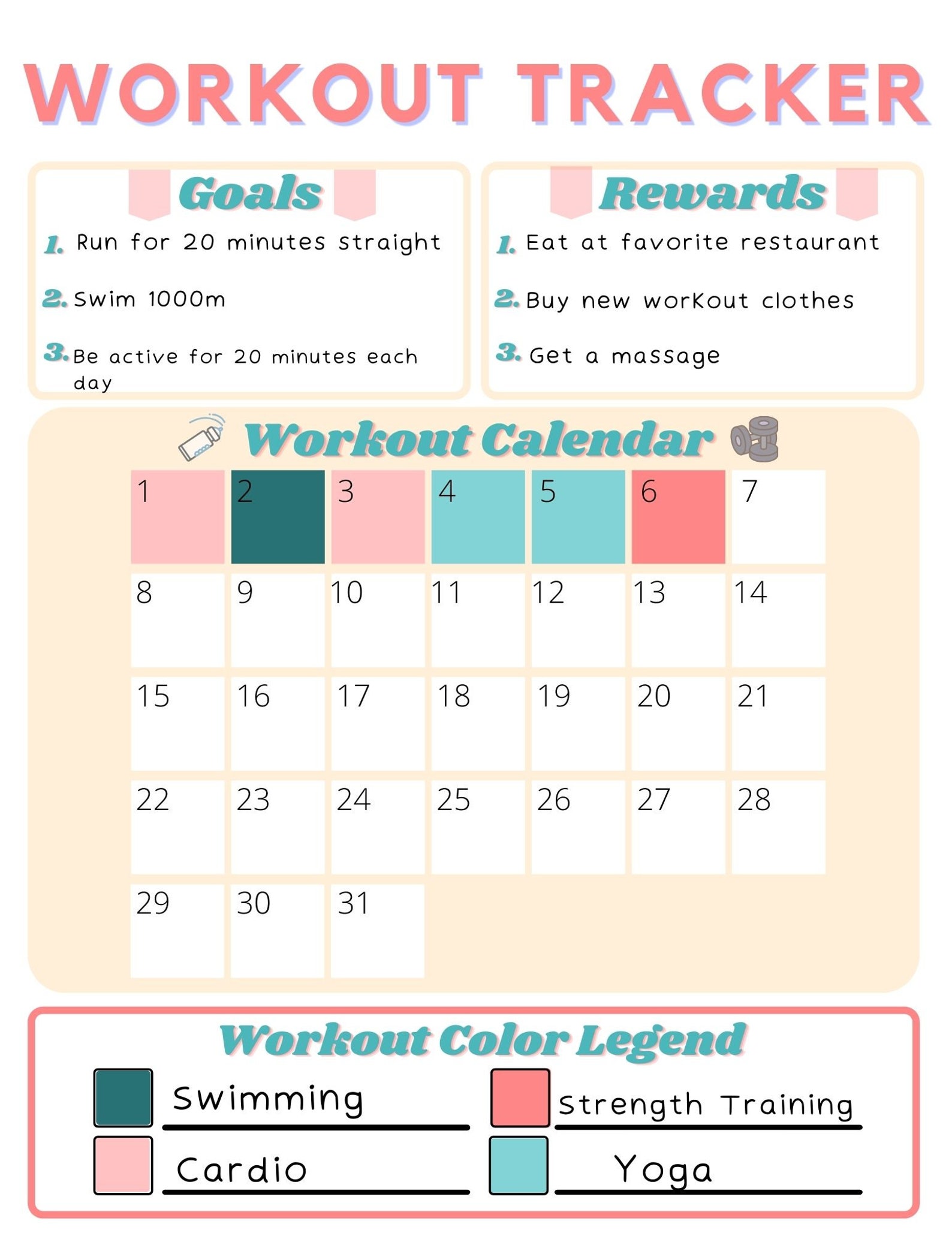 Workout Tracker - Etsy