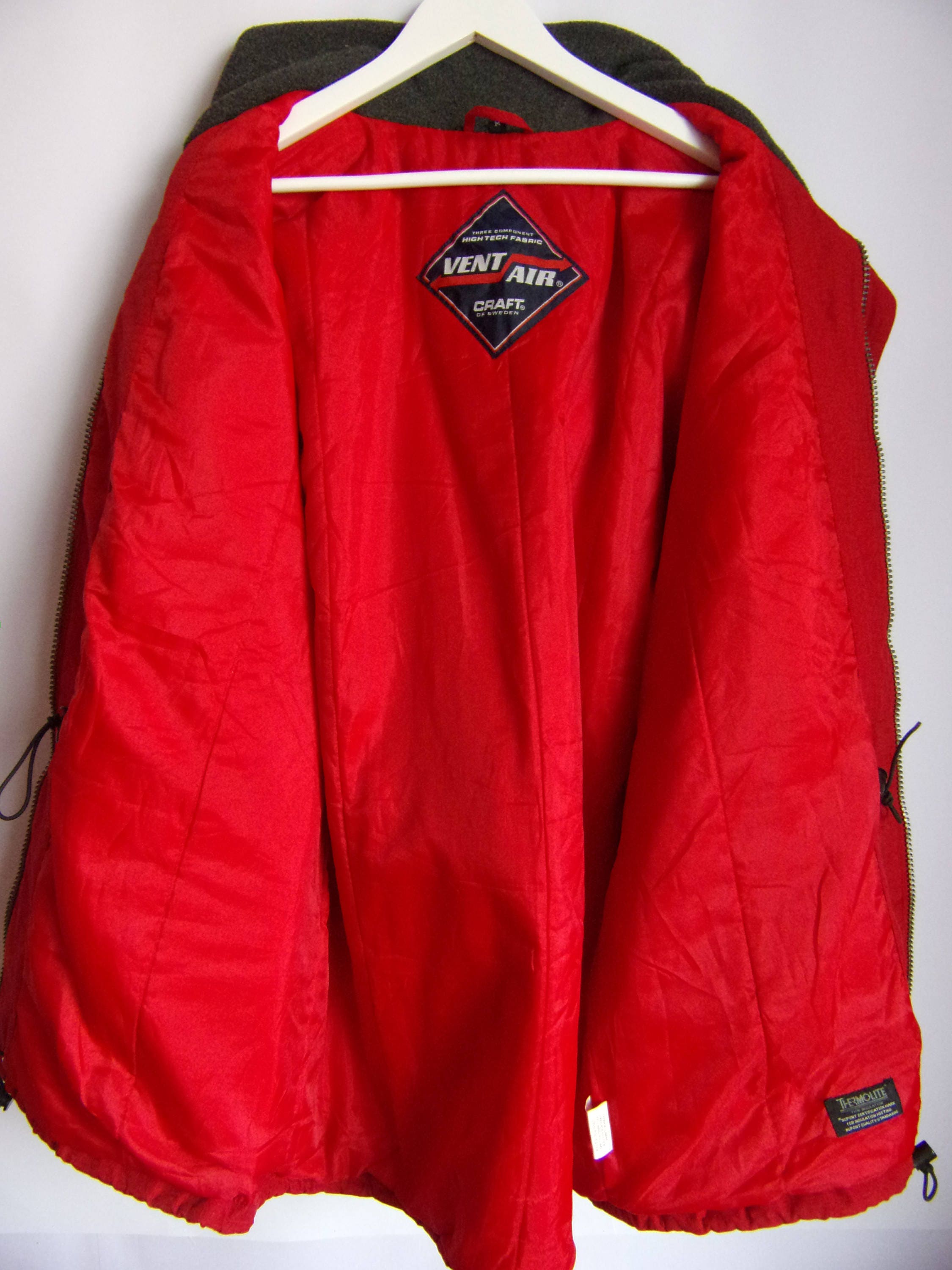 Vintage Herren Windbreaker/CRAFT Jacke/Rot Grau Windbreaker/Zip Up ...