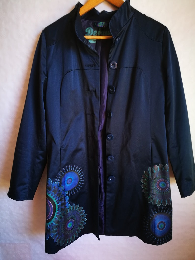 Vintage Womens Coat/DESIGUAL Trench/Dark Blue Spring | Etsy