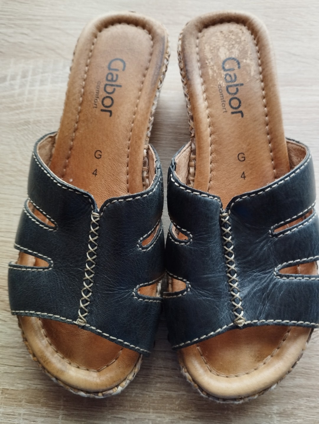 Vintage Shoes Gabor Genuine Leather Slides Open Heel Women's Slip on ...