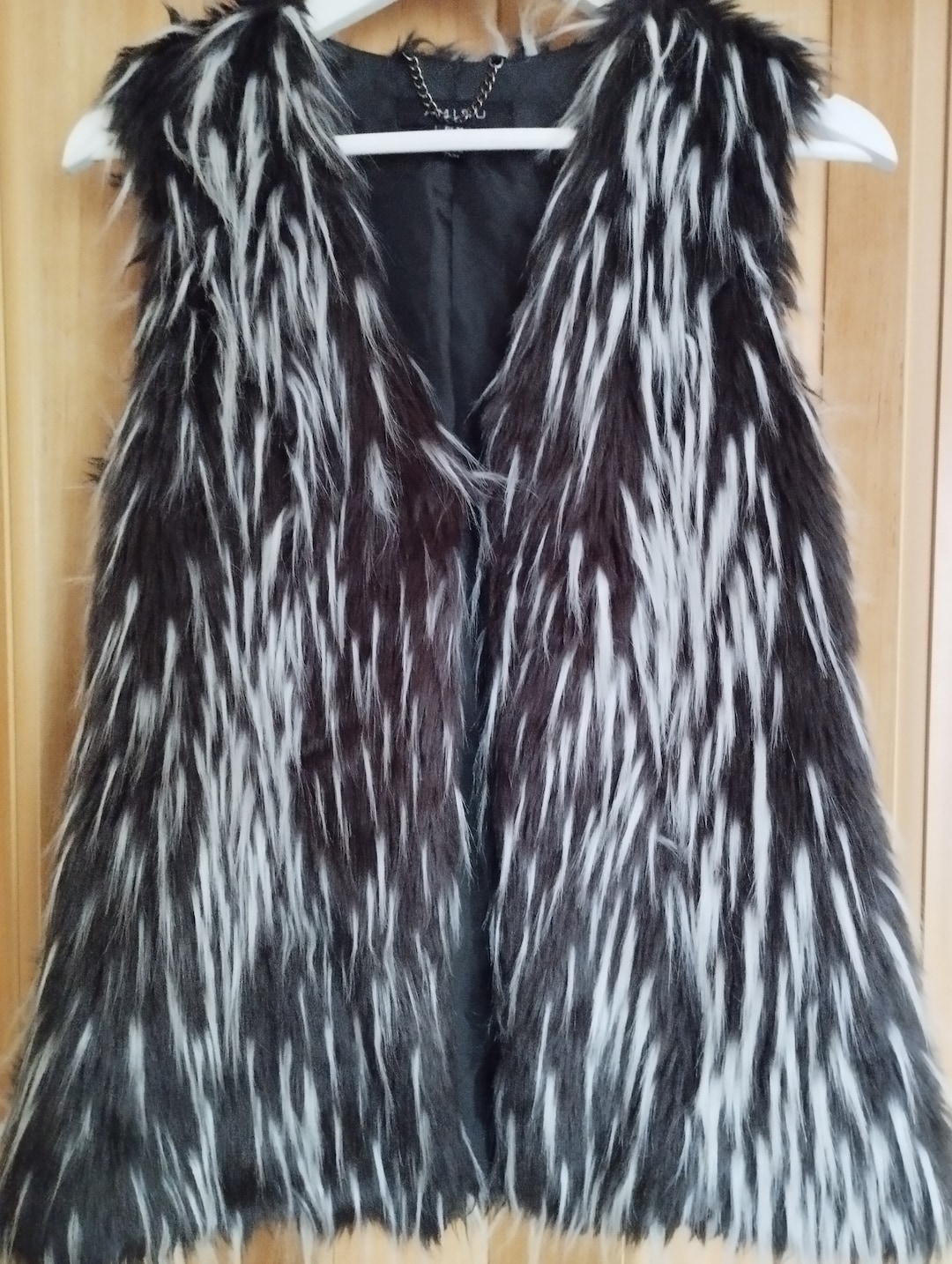 Vintage Womens Vest/faux Fur Vest/gray Black /sleeveless Vest/lining ...