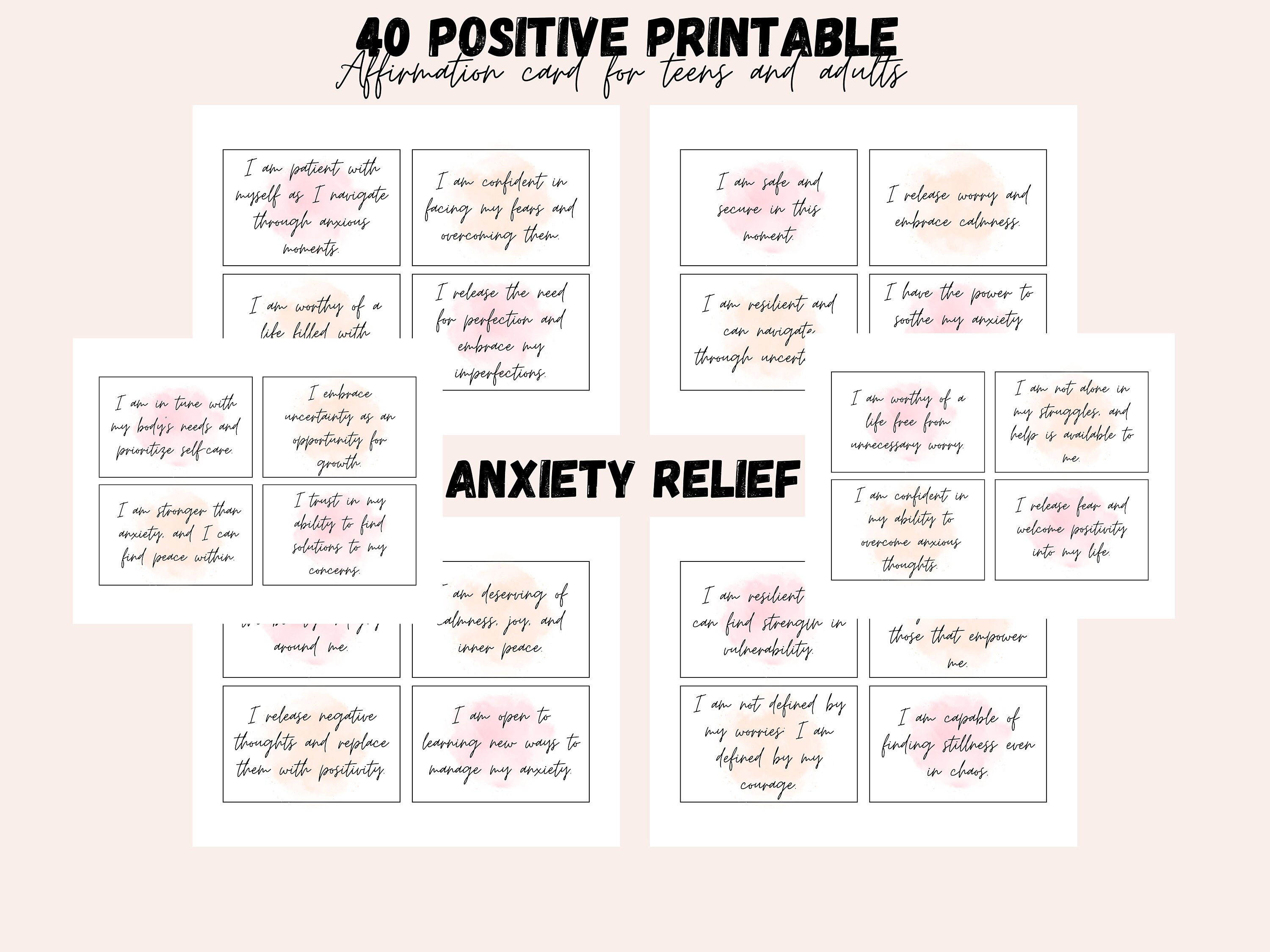 40 Printable Positive Affirmation Cards for Anxiety Motivational Cards ...