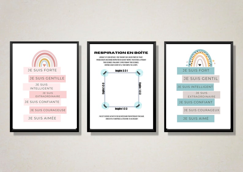 French Calming Corner Relaxation Area 20 Poster Set Montessori Emotions ...