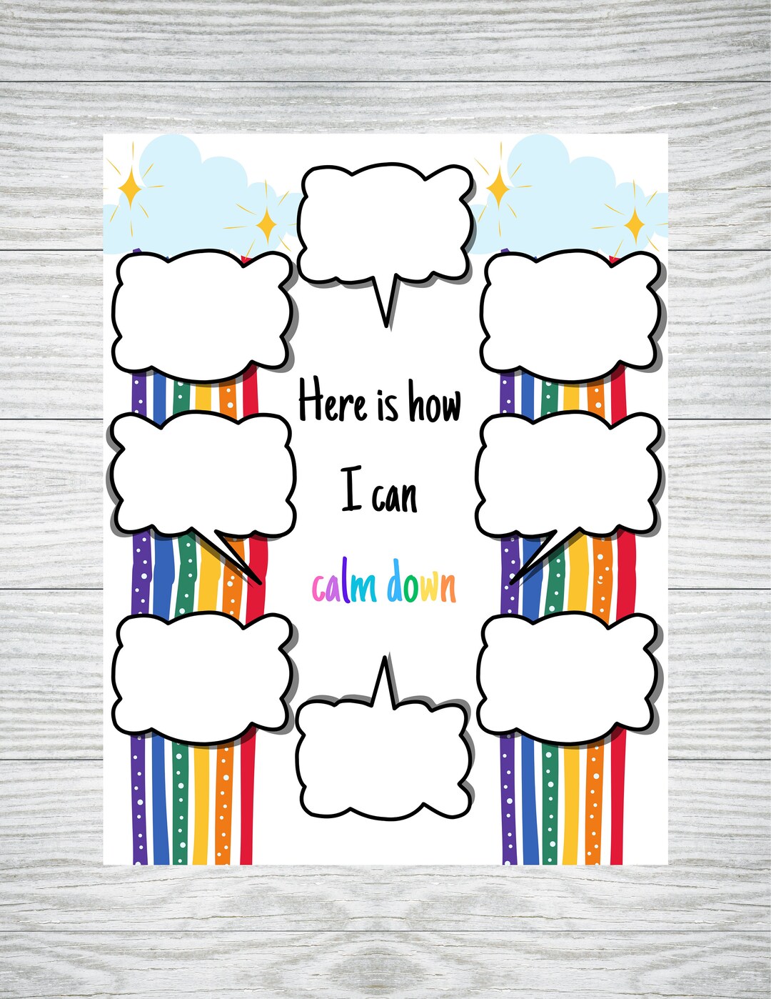 SEL Worksheet Emotional Regulation, How to Calm Down, Rainbow Colorful ...