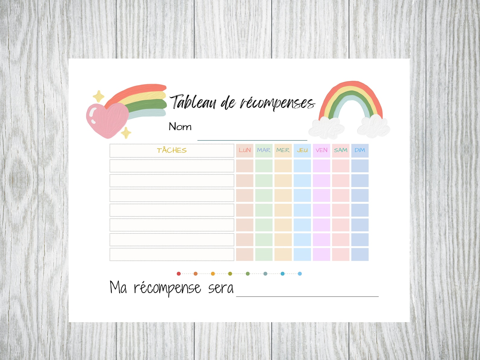 French Reward Charts for Kids Colorful Responsibility Charts Minimalist ...