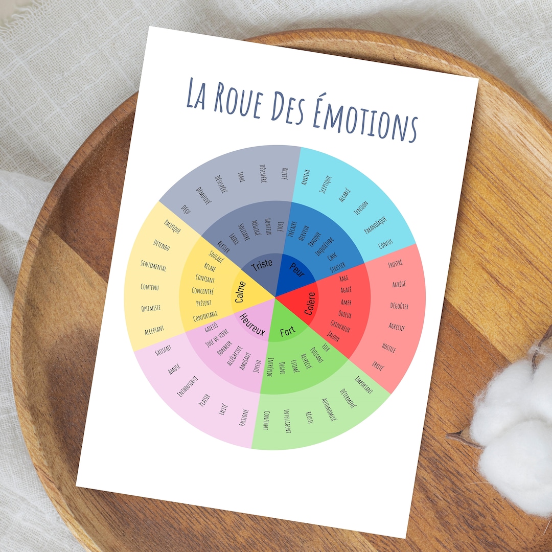 French Printable Emotion Wheel Emotions Wall Art Feelings Wheel ...