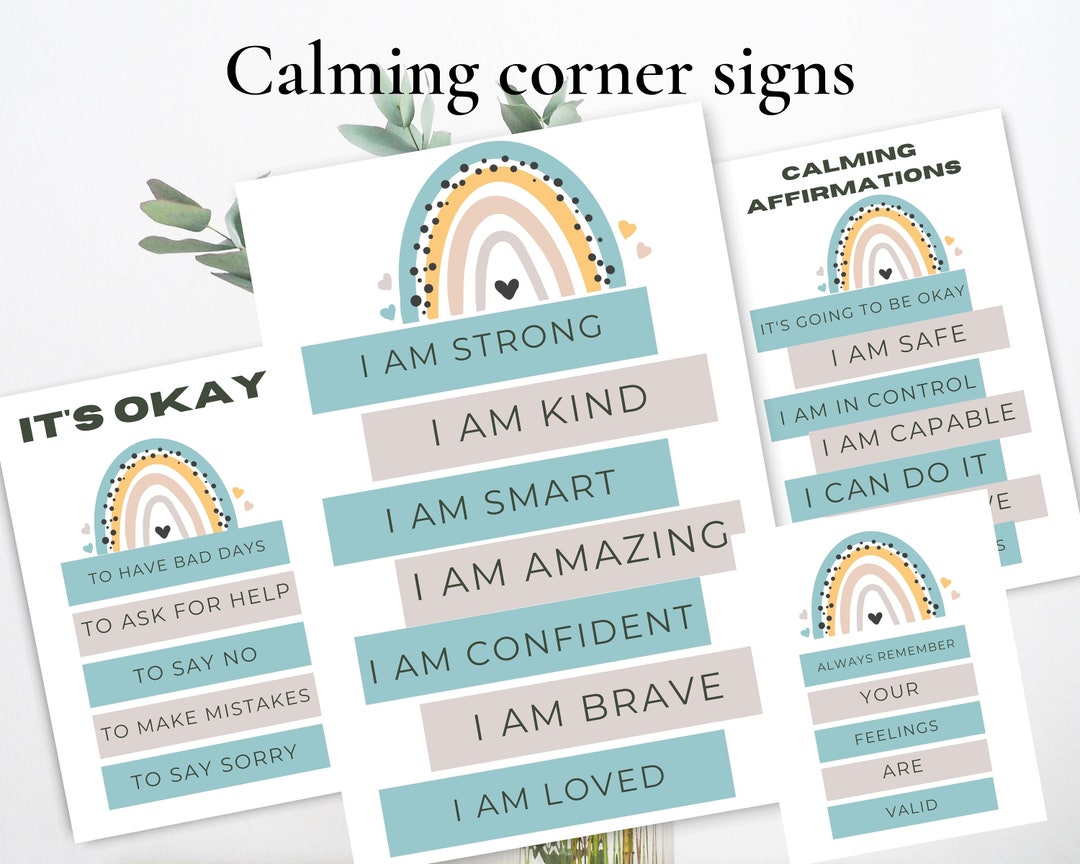 Calming Positive Affirmations Set of 4 Posters Montessori Playroom ...