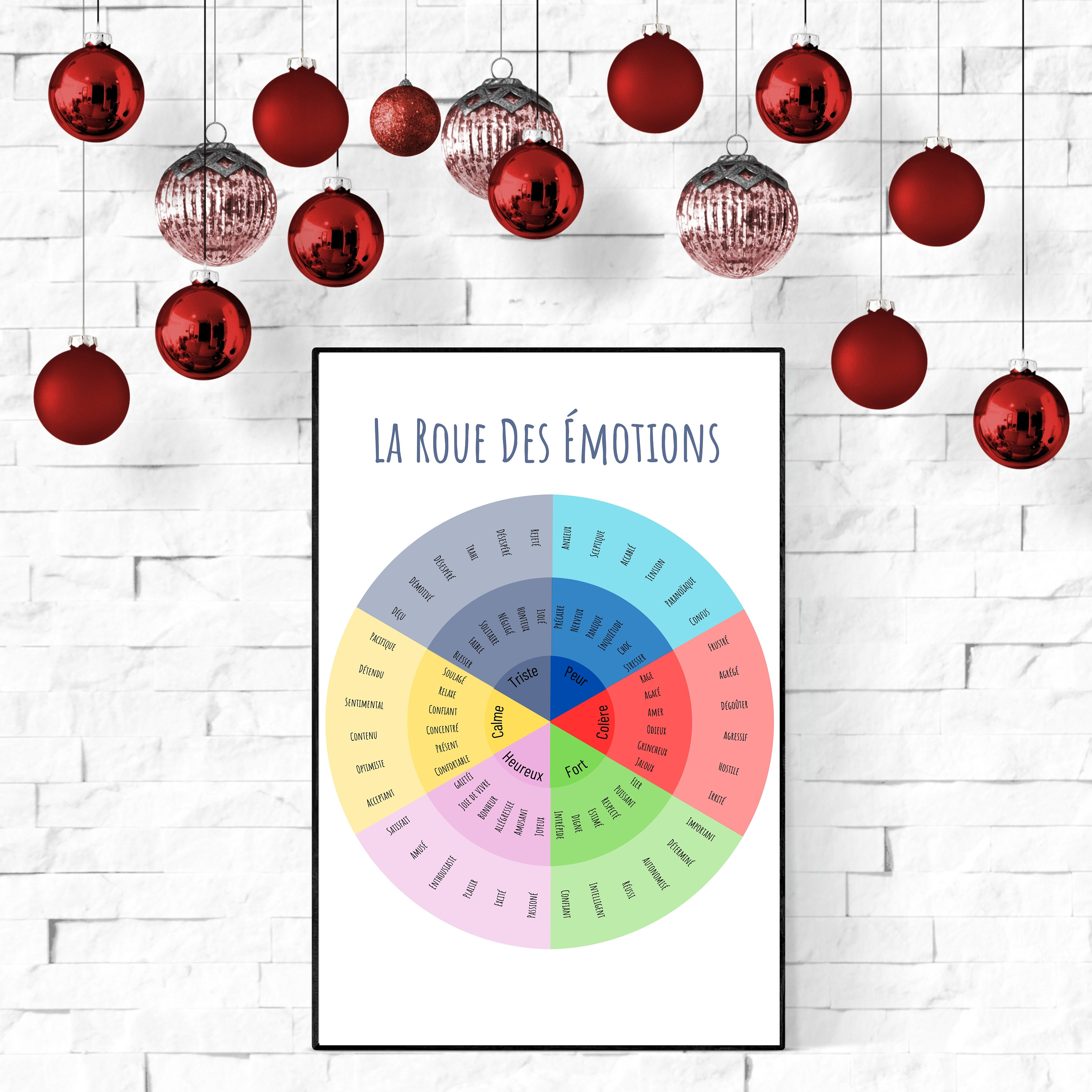 French Printable Emotion Wheel Emotions Wall Art Feelings Wheel ...