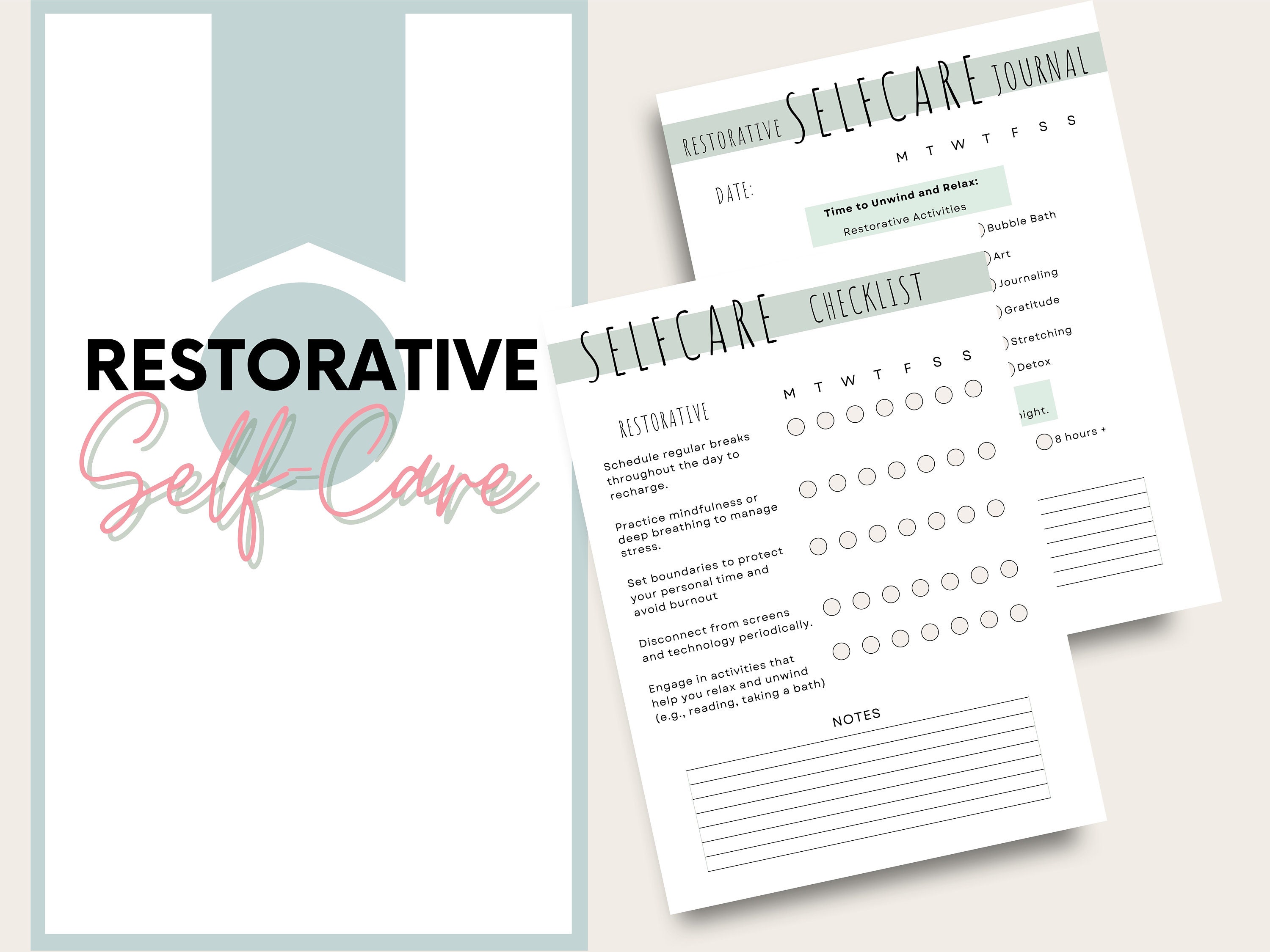 Printable Weekly Self-care Checklist Bundle, Mental Well-being, 12 ...