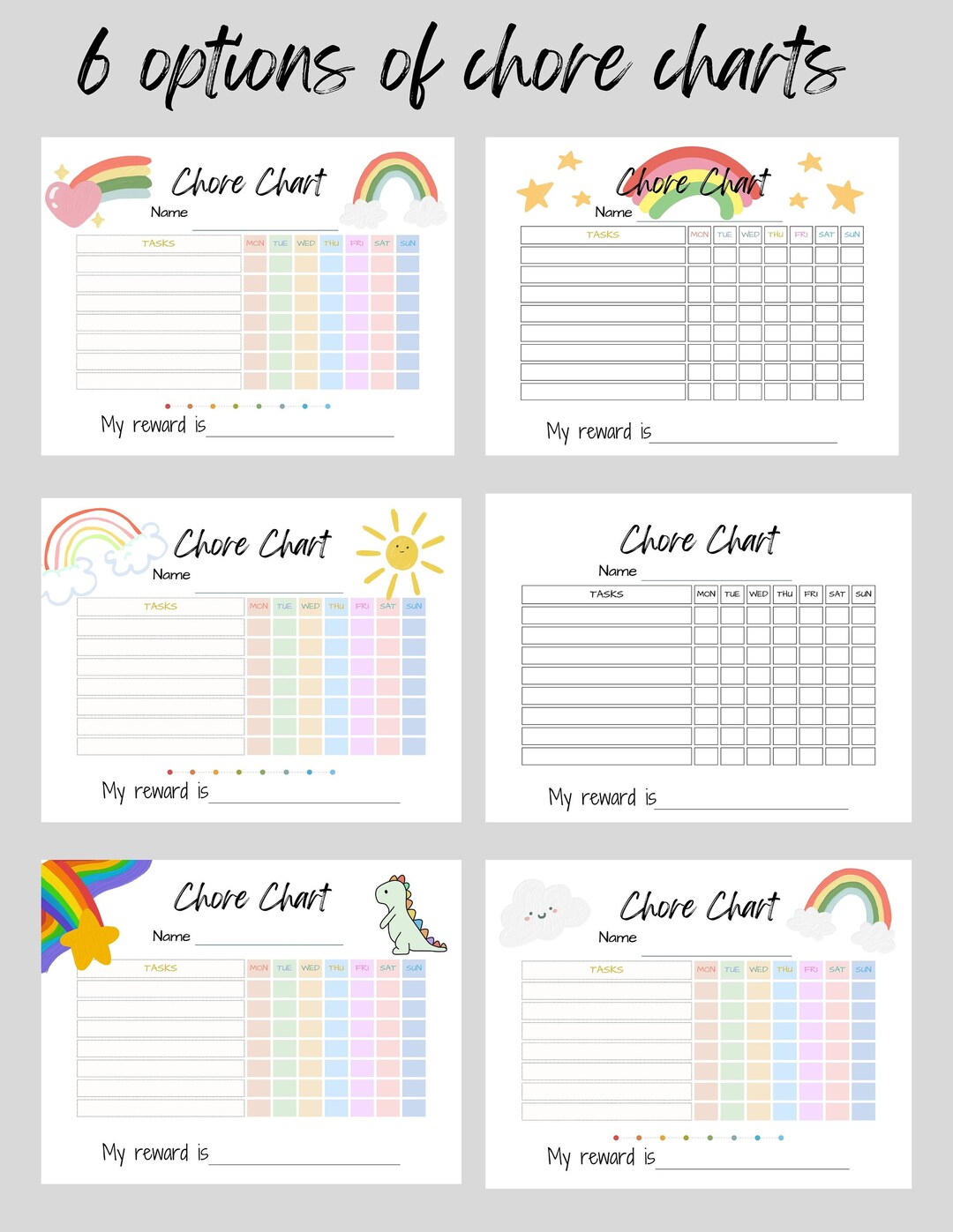 Kids Reward Charts Responsibility Charts for Kids (colorful) Teens ...