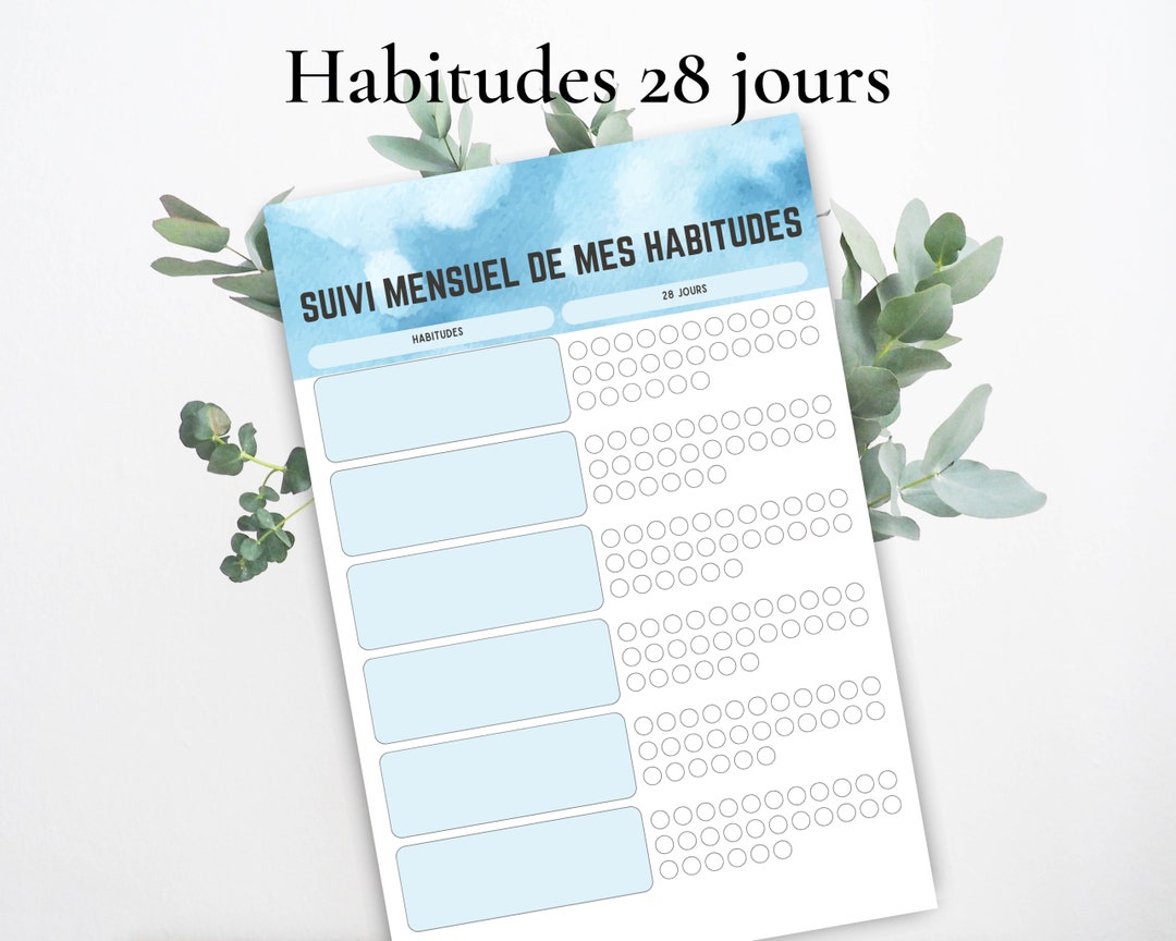 Suivi Mensuel De Mes Habitudes, French Habit Tracker (28,29,30,31 Days ...