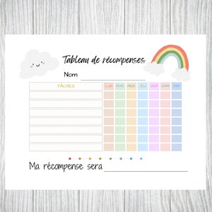 French Reward Charts for Kids Colorful Responsibility Charts Minimalist ...