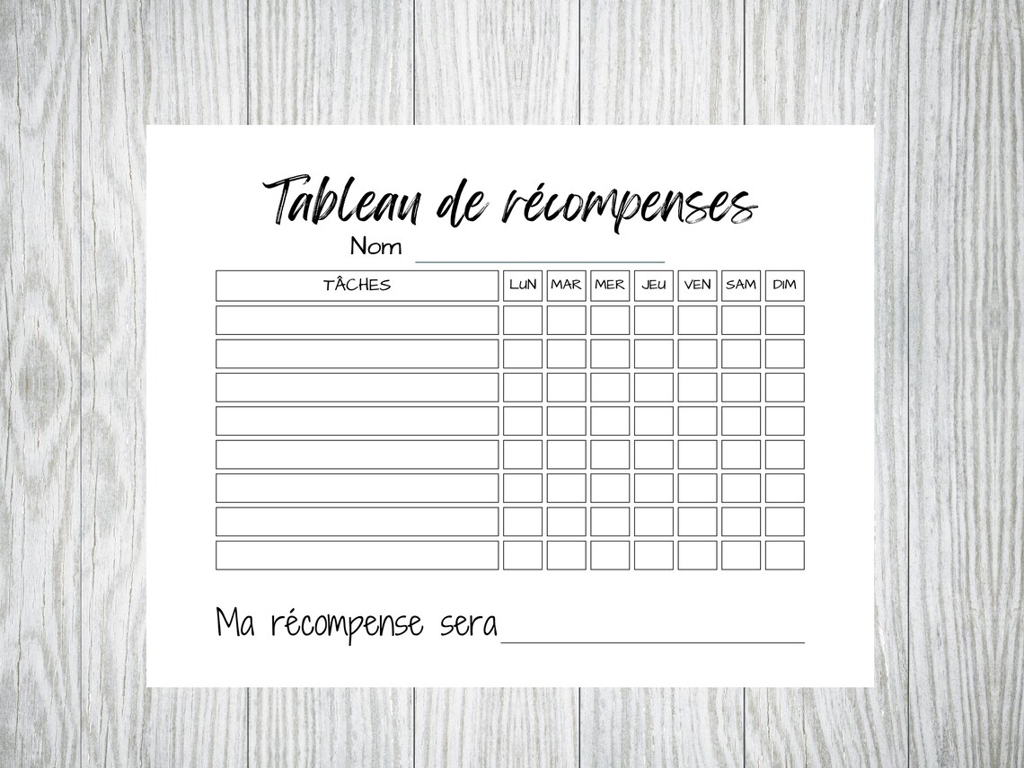 French Reward Charts for Kids Colorful Responsibility Charts Minimalist ...