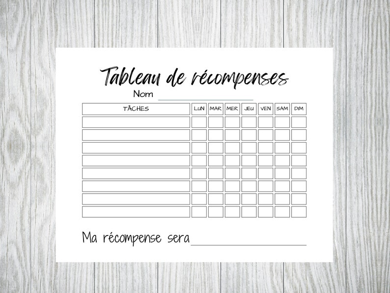 French Reward Charts for Kids Colorful Responsibility Charts Minimalist ...