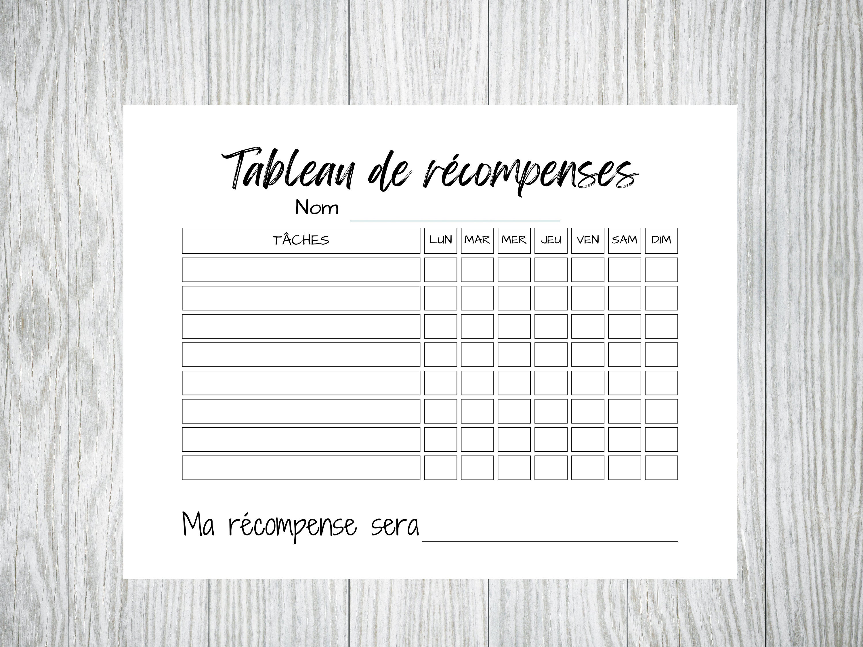 French Reward Charts for Kids Colorful Responsibility Charts Minimalist ...