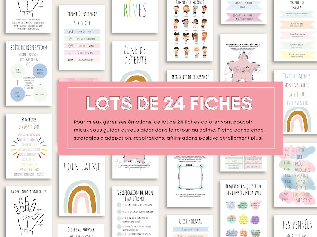French Mental Health Bundle Kids Teens 24 Pages Anxiety Relief ...