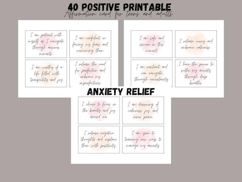 40 Printable Positive Affirmation Cards for Anxiety - Etsy