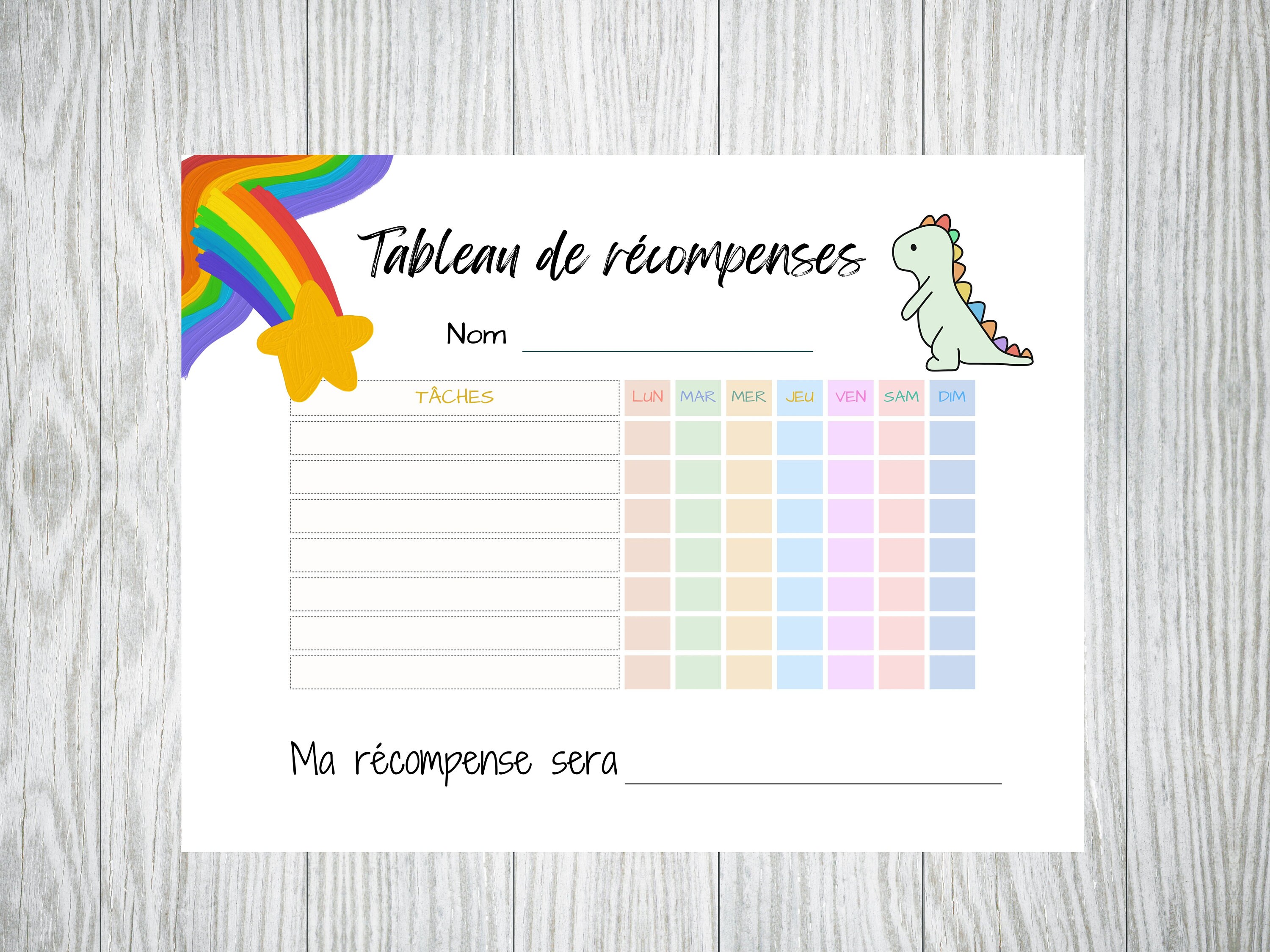 French Reward Charts for Kids Colorful Responsibility Charts Minimalist ...